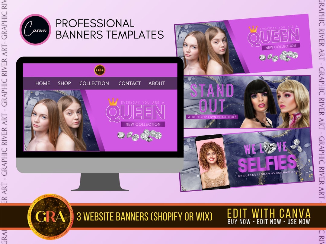 Magenta Queen Website Banner Template: DIY Canva Slideshow (1920x780 Px ...