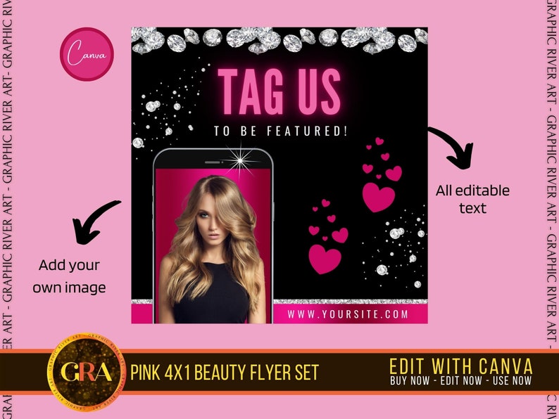 Red Metallic Instagram Flyer Kit, Tag Us Flyer, Shop Now Template ...