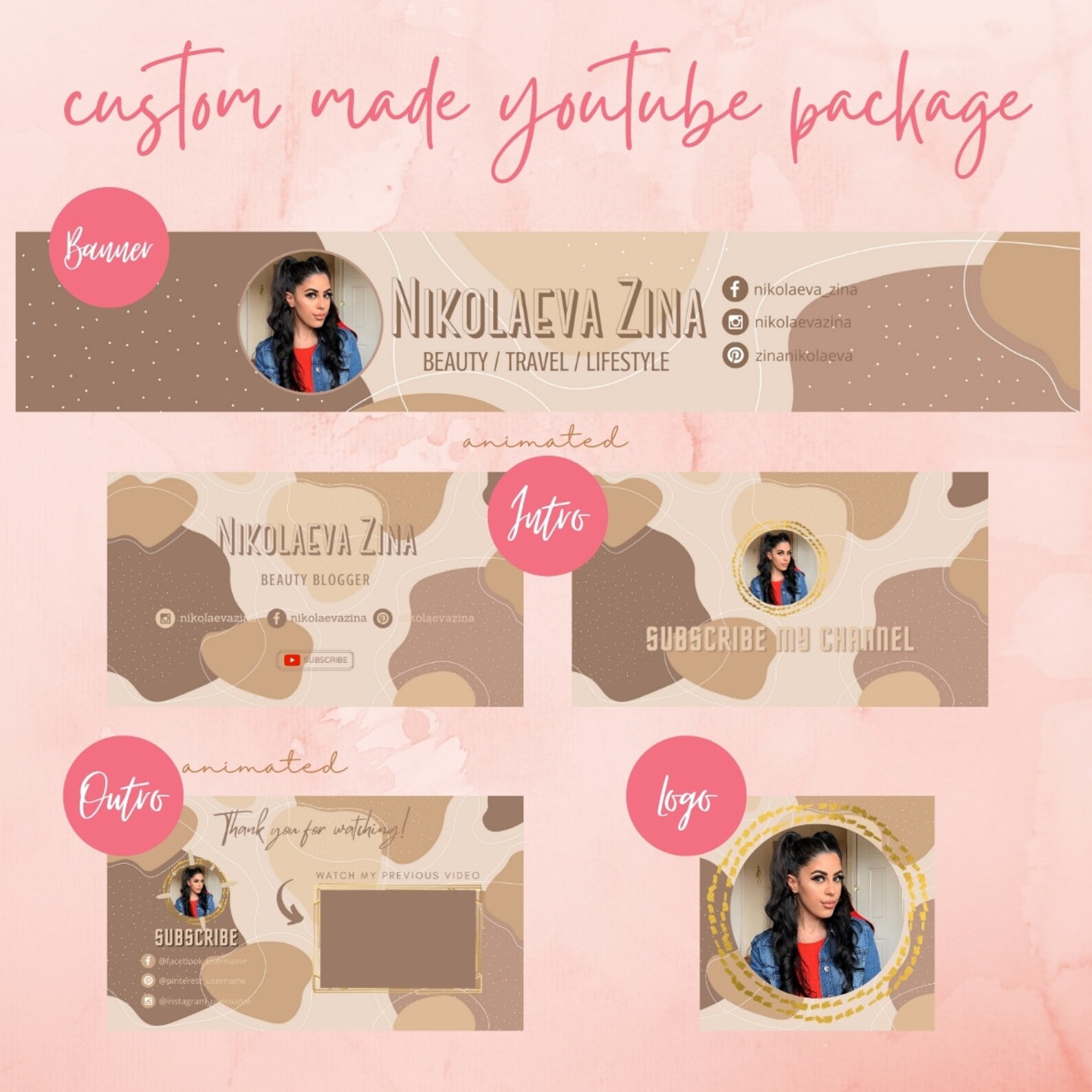 Abstract Custom Made Youtube Branding Kit | Personalized Youtube ...