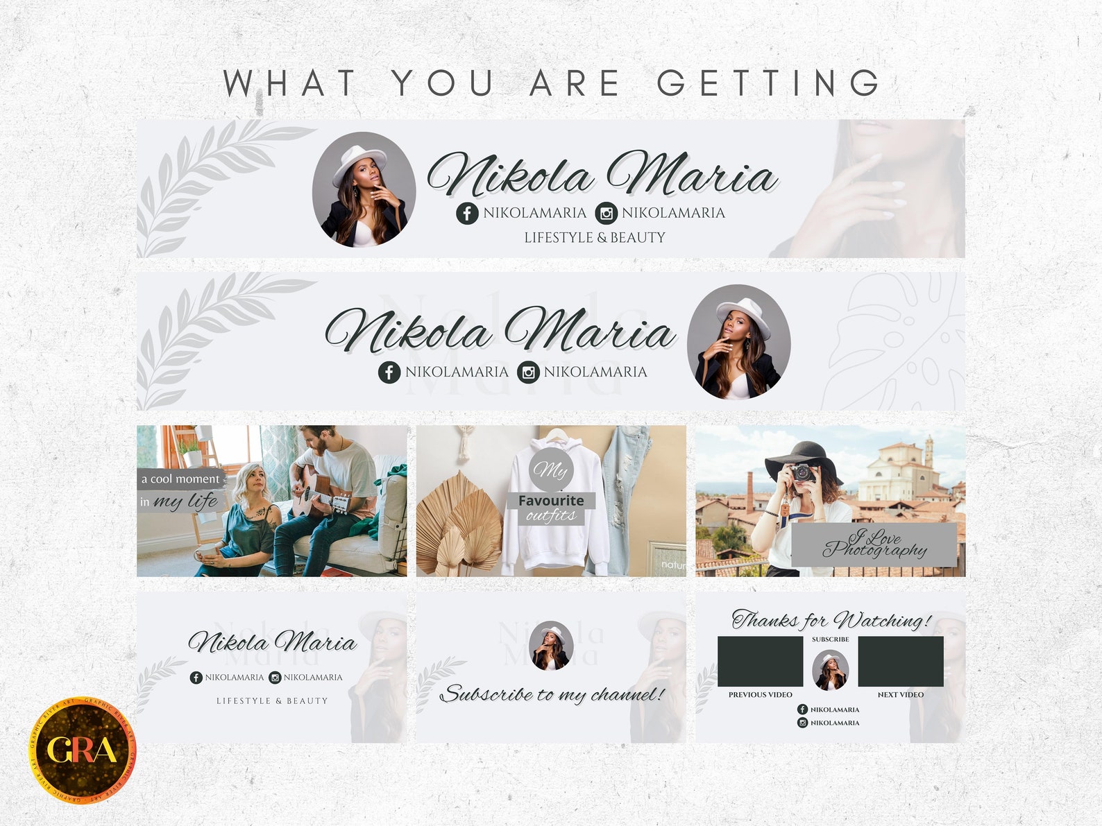 Grey Minimal Youtube Branding Kit, Youtube Channel Intro, Outro and ...