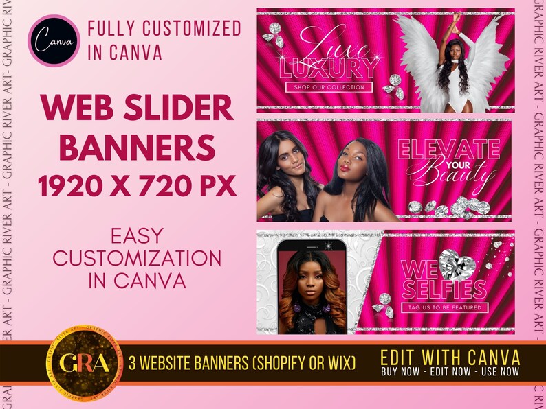 Luxe Luxury Pink Website Banner Template, Shopify Web Banner, Wix ...
