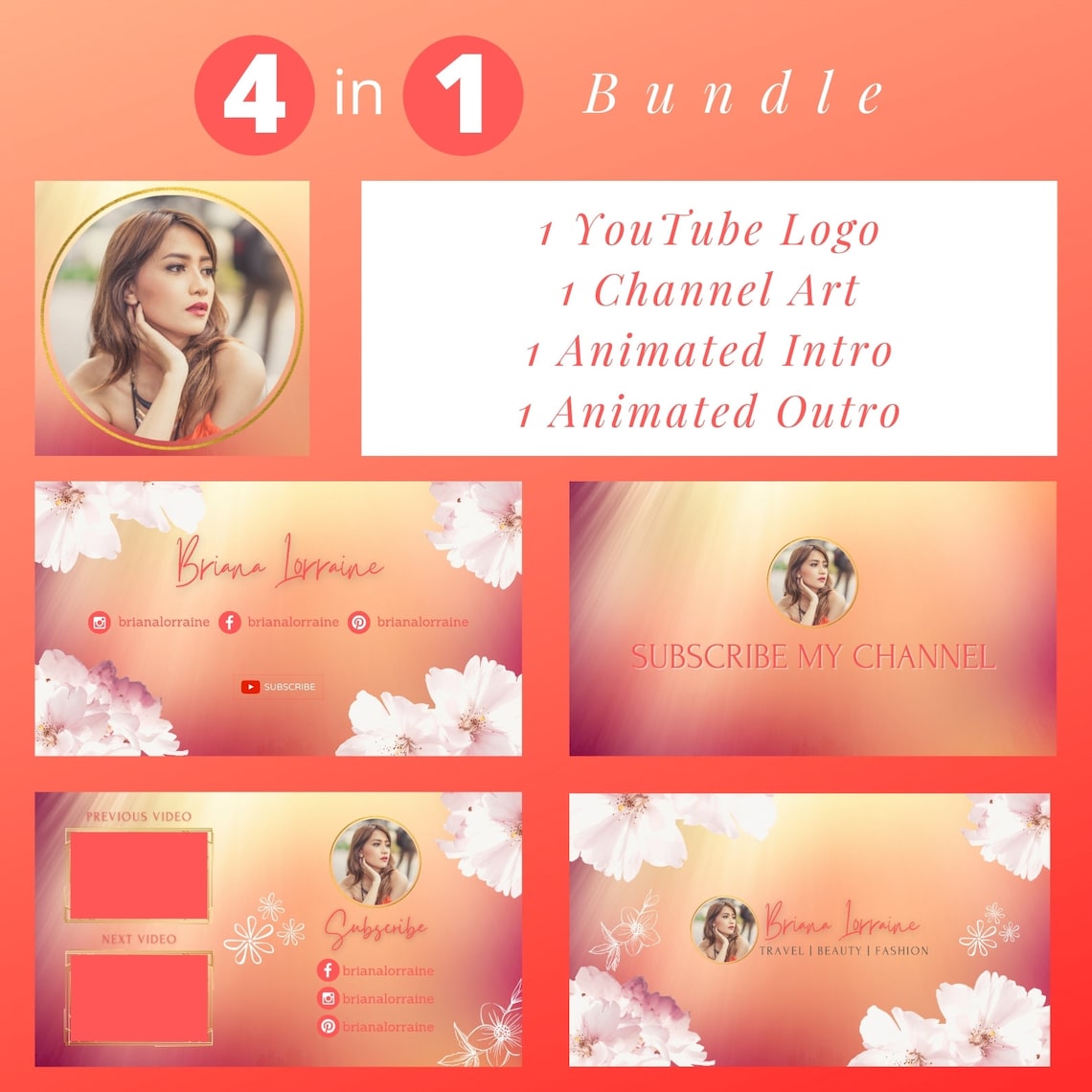 White Rose DIY Youtube Canva Template Editable Youtube Channel Kit ...