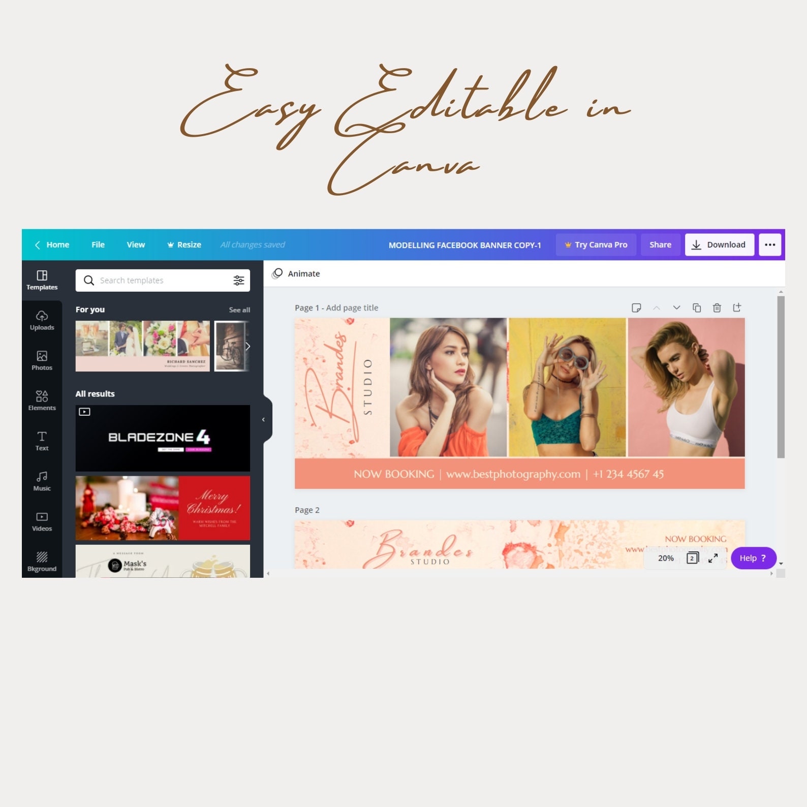 Paper Photovision Facebook Cover for Photographers Editable Canva ...