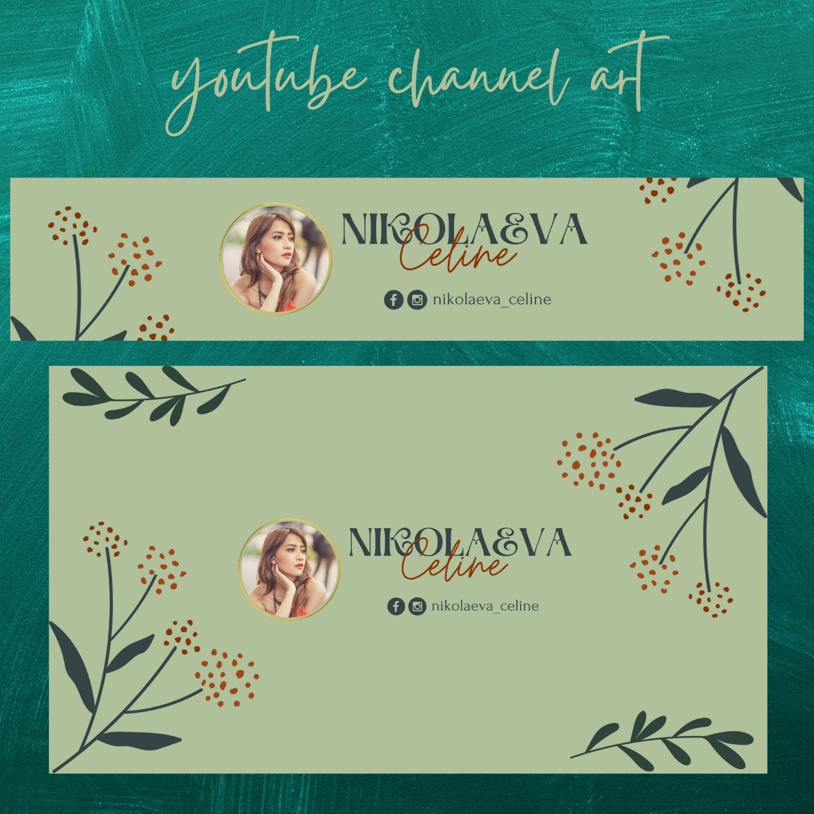 Green Floral DIY Youtube Channel Kit Editable in Canva | Youtube ...