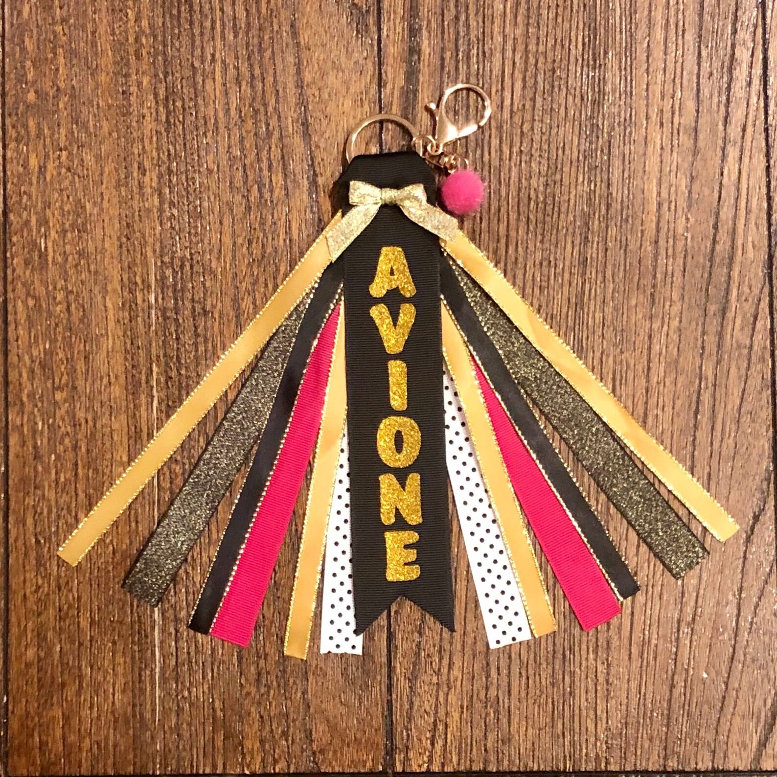 Personalized RIBBON KEYCHAIN name key ring/bag tag/zipper | Etsy