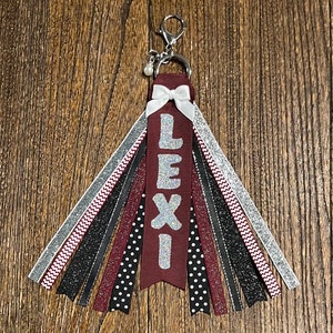 Personalized RIBBON KEYCHAIN - Name Key Ring/bag Tag/zipper Pull/purse ...
