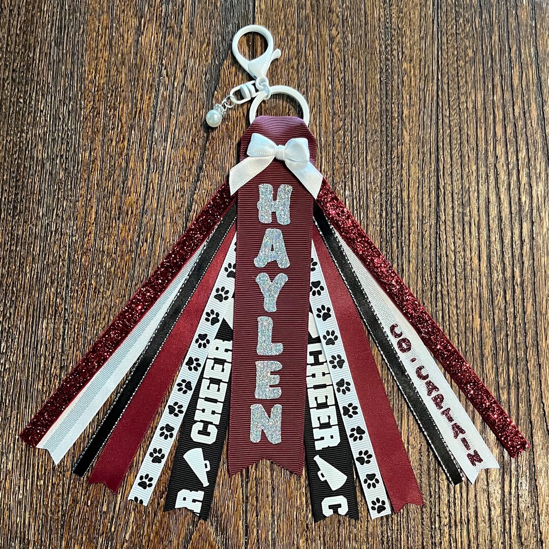 Personalized RIBBON KEYCHAIN Name Key Ring/bag Tag/zipper Pull/purse ...