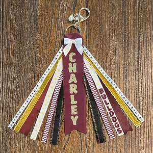 Personalized RIBBON KEYCHAIN - Name Key Ring/bag Tag/zipper Pull/purse ...
