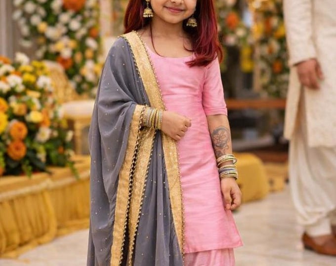 Beautiful Baby Pink Kurta Patiala Set for Girls Wedding Suits Girls ...