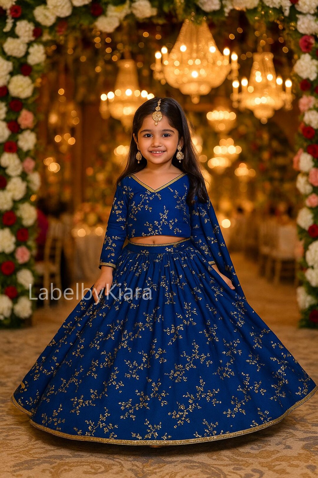 Kids Embroidered Lehenga Choli & Dupatta Indian Lengha Choli for Girls ...