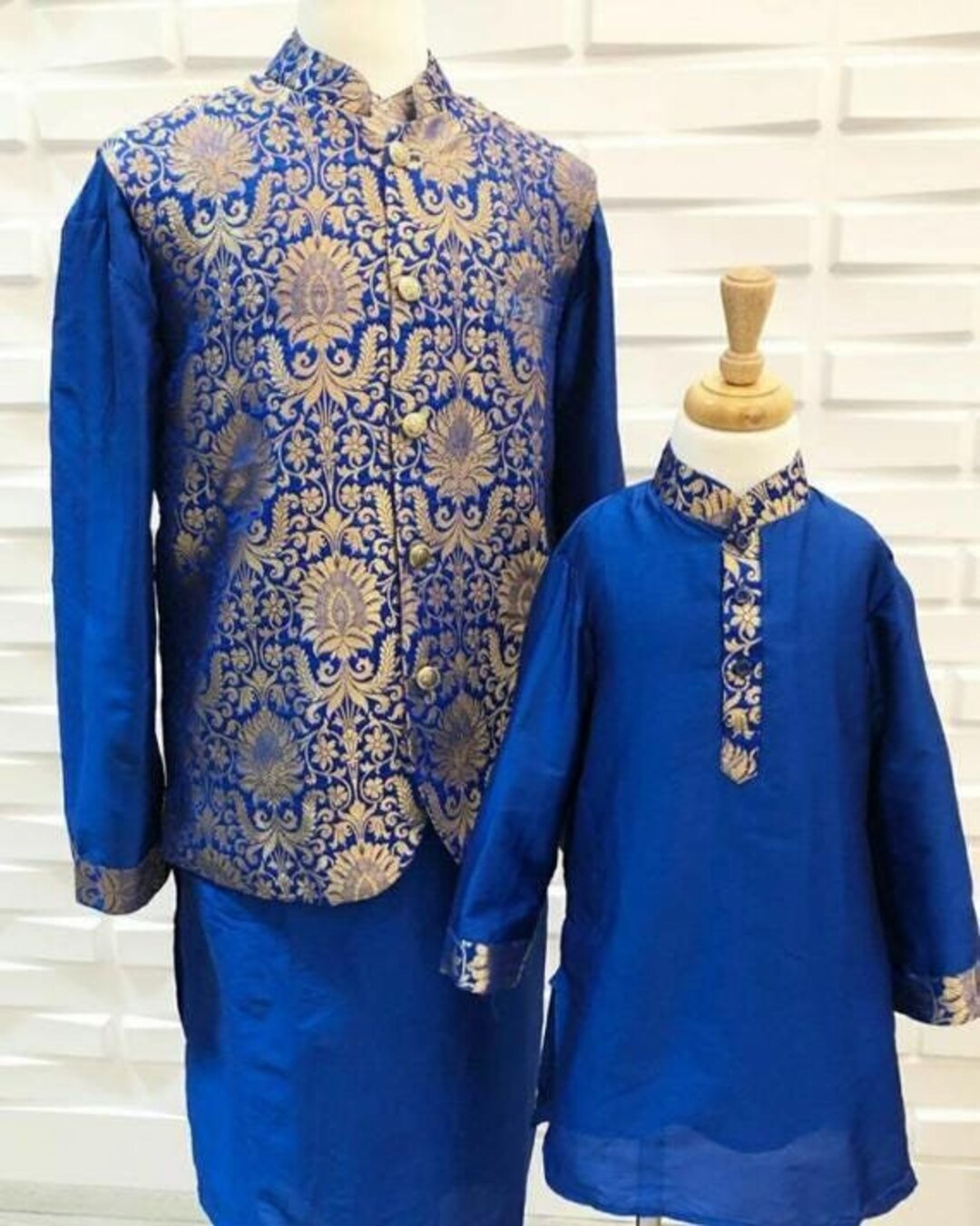 Father Son Brocade Kurta Pajama & Jacket Set Kurta Pajama for Wedding ...