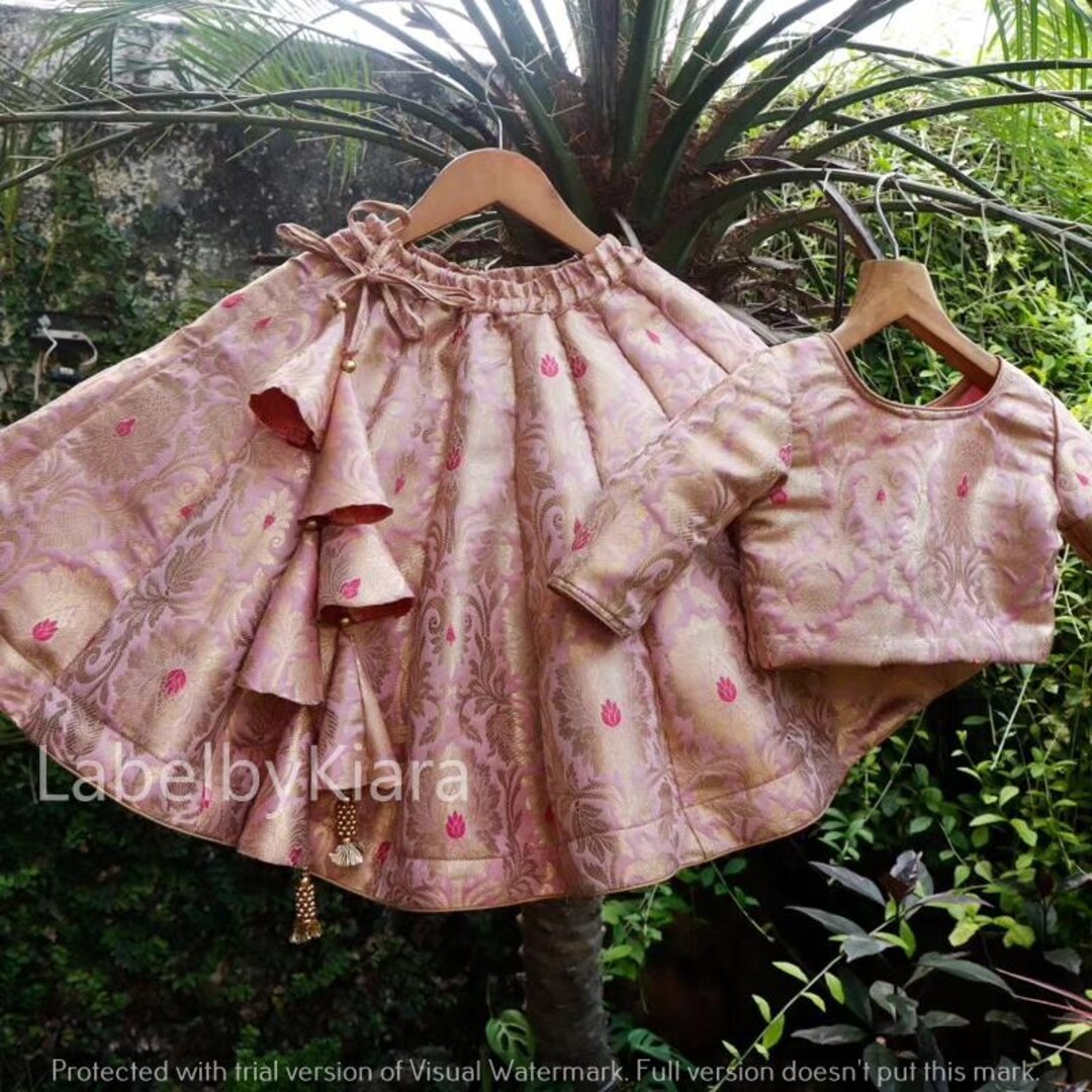 Kids Pink Brocade Lehenga Choli & Dupatta Lengha Choli for Girls ...