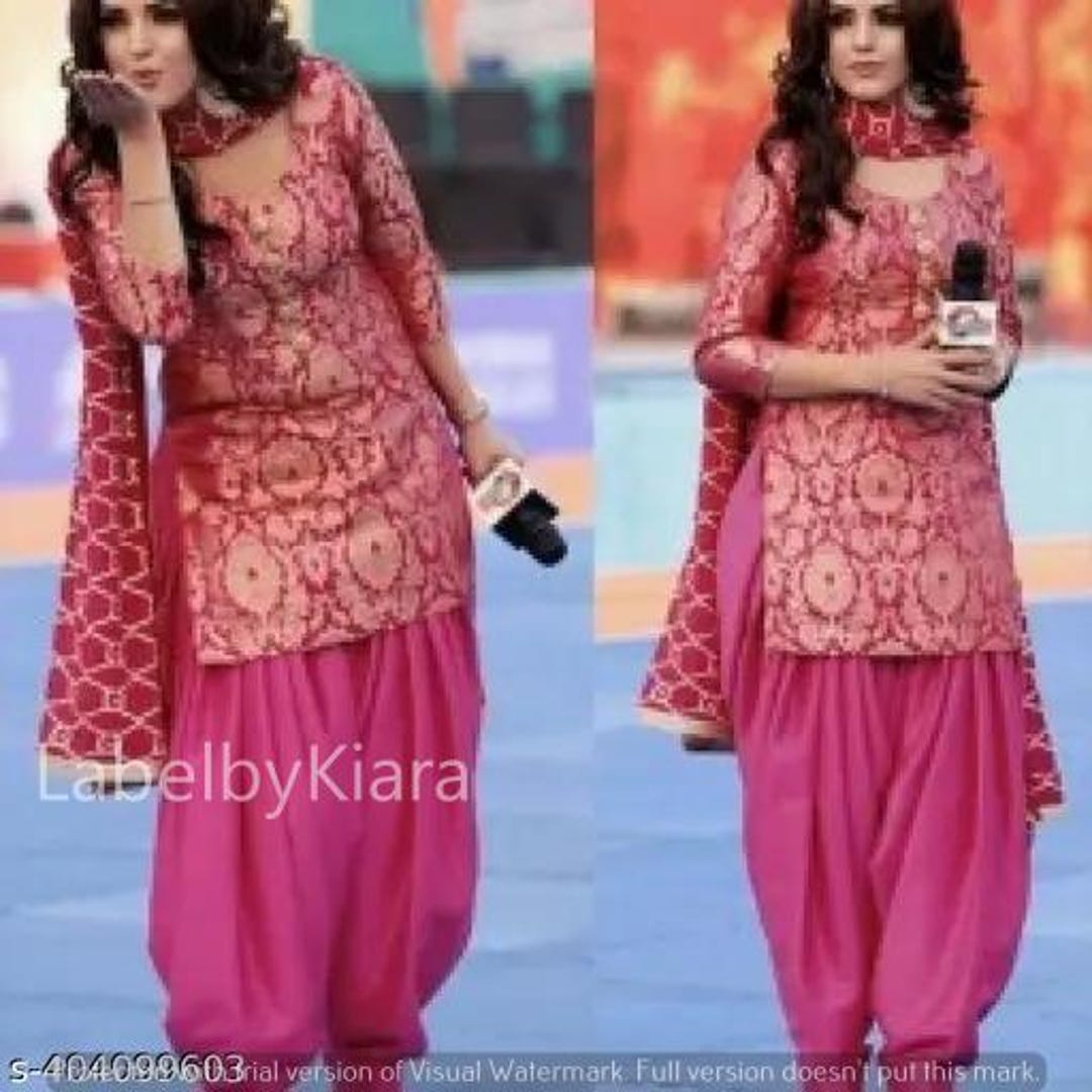 Rani Pink Brocade Kurta Patiala Suit for Women Indian Salwar Suit Set ...