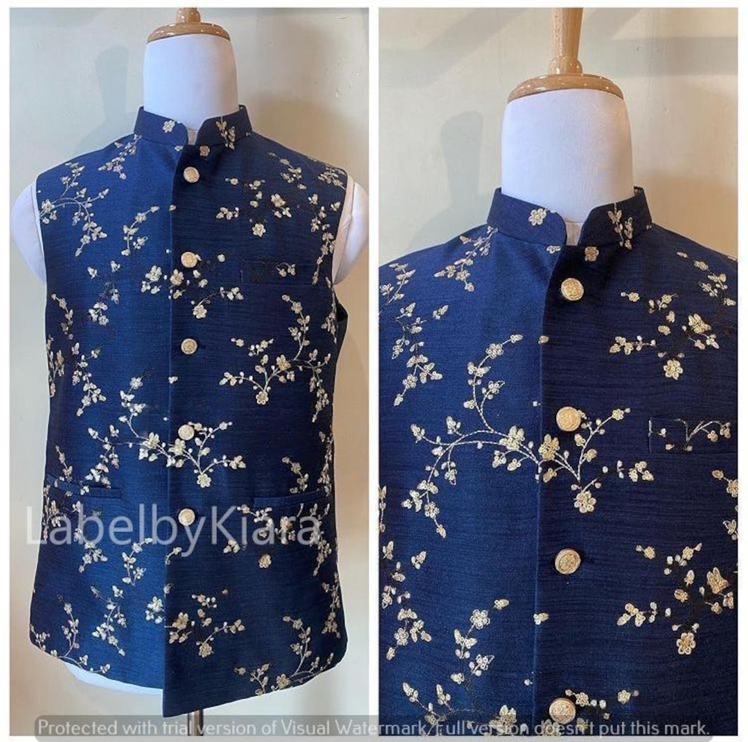 Pure Sequin Embroidered Nehru Vest for Men Indian Waistcoat for Wedding ...
