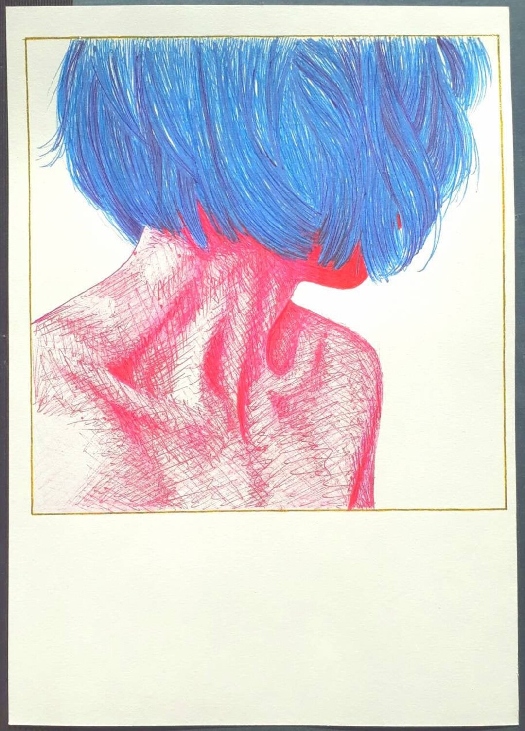 L'absente the Absent Art Print With Hand Embellishments of a Coloured ...