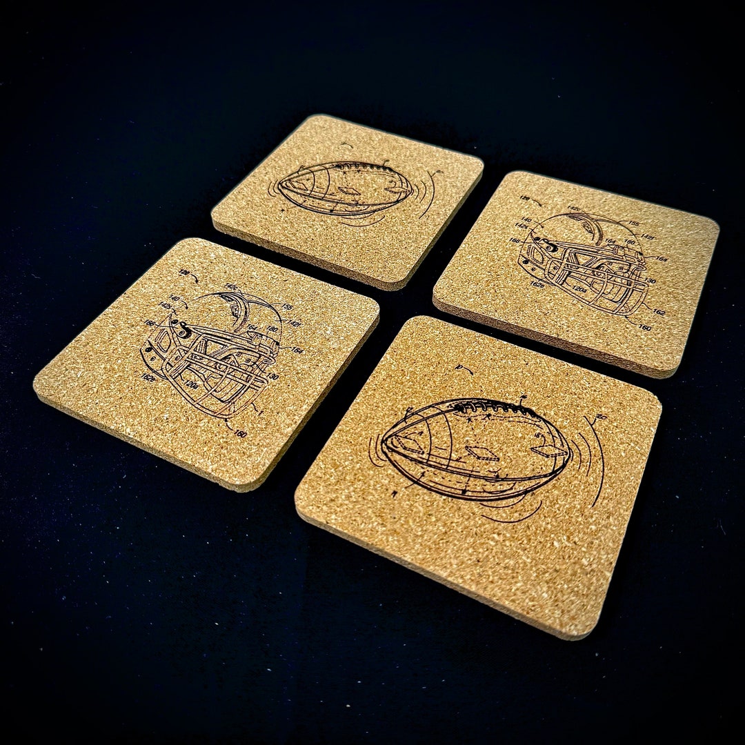 Cork Football Theme Coasters, Laser Engraved for Football Fans and ...