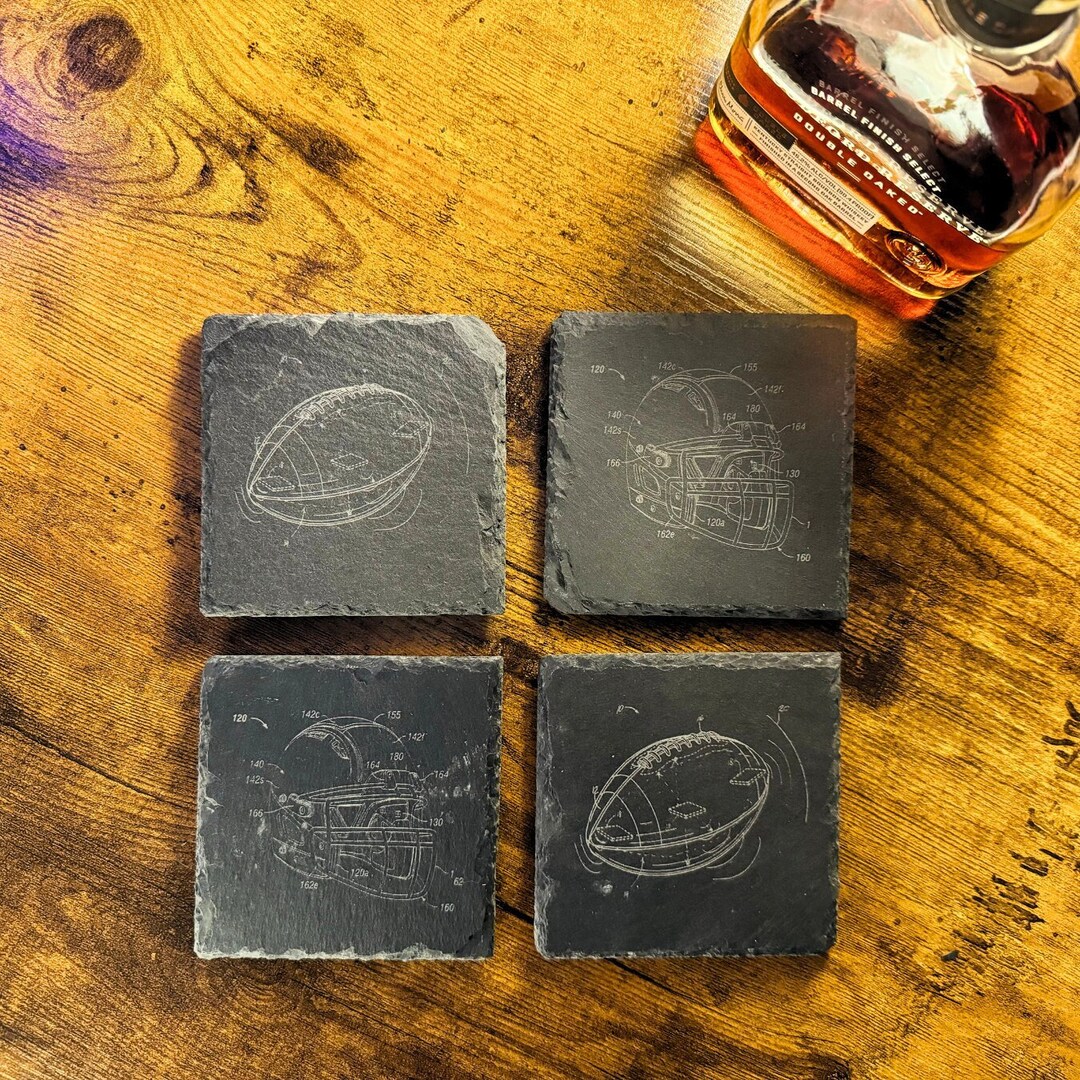 Slate Football Theme Coasters, Laser Engraved for Football Fans and ...