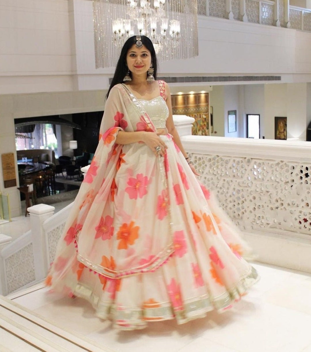 Floral Lehenga Choli Organza Lehenga Choli Digital Printed Etsy