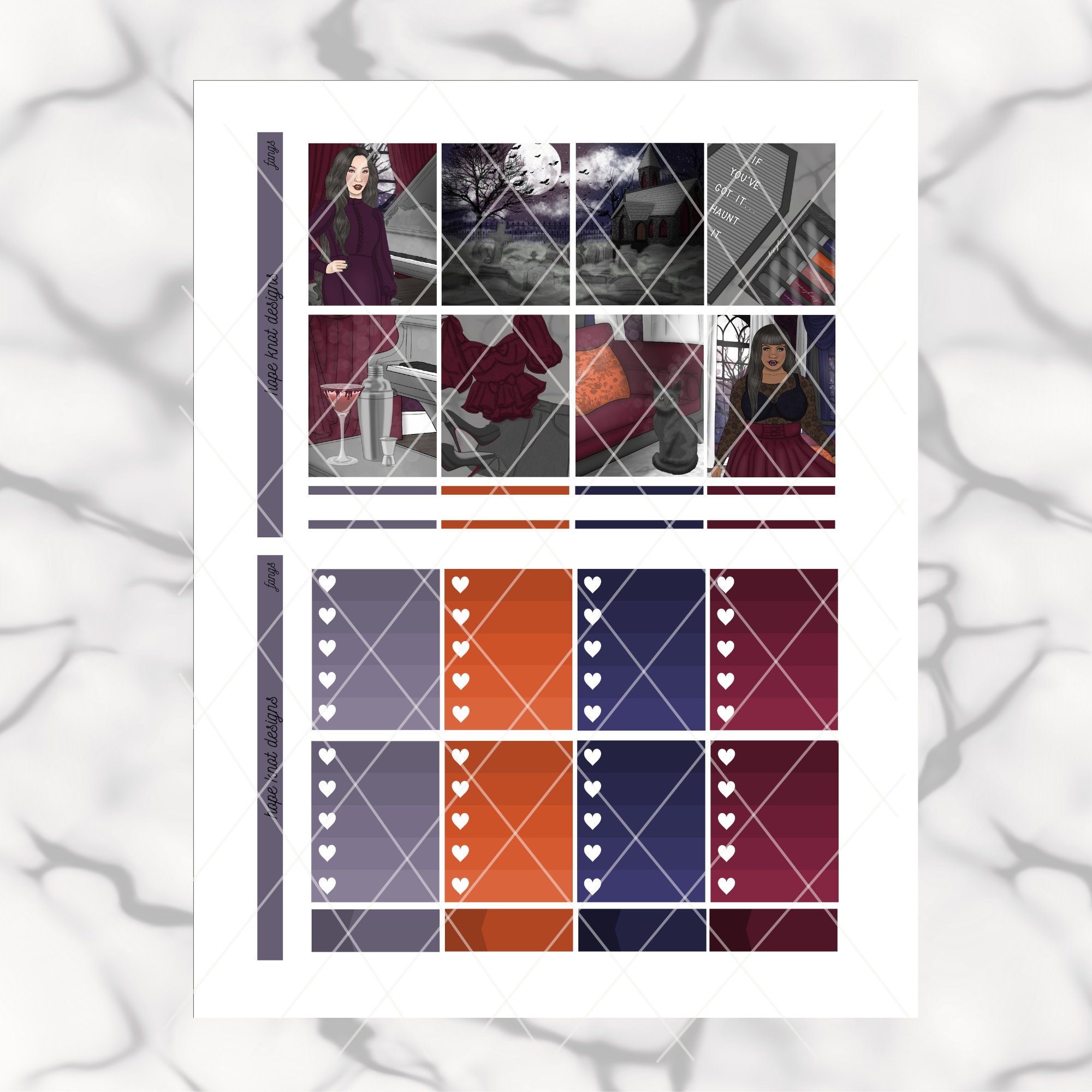 Fangs PRINTABLE Weekly Vertical Planner Sticker Kit/standard Size 1.5in ...