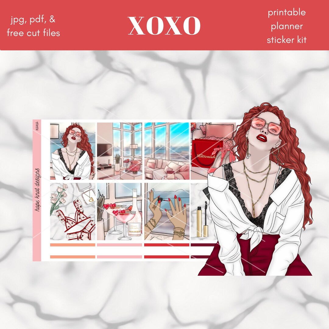 Xoxo PRINTABLE Weekly Vertical Planner Sticker Kit/standard Size 1.5in ...
