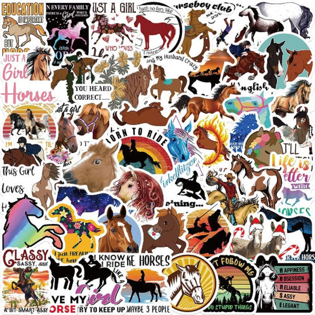 50pcs Horse Riding Stickers Horse Dressage Equestrian Animal Stickers ...
