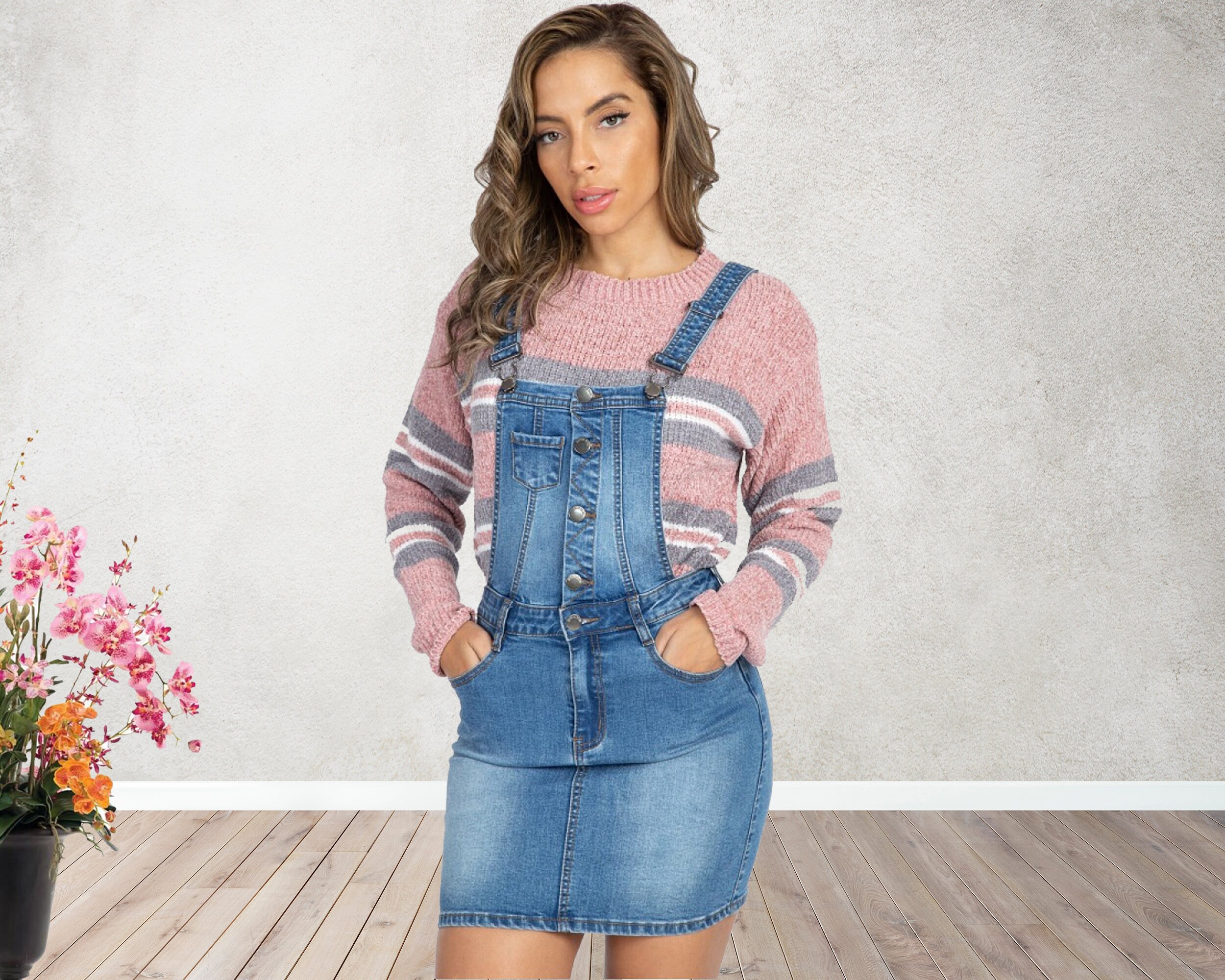 Blue Jeans Overall Dress, Button-front Overall Denim Dress, Organic ...