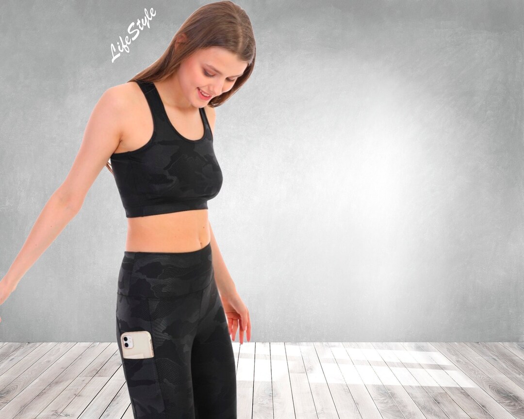 Camouflage Workout Set, Customize Activewear 2 Pieces Set, High Waisted ...