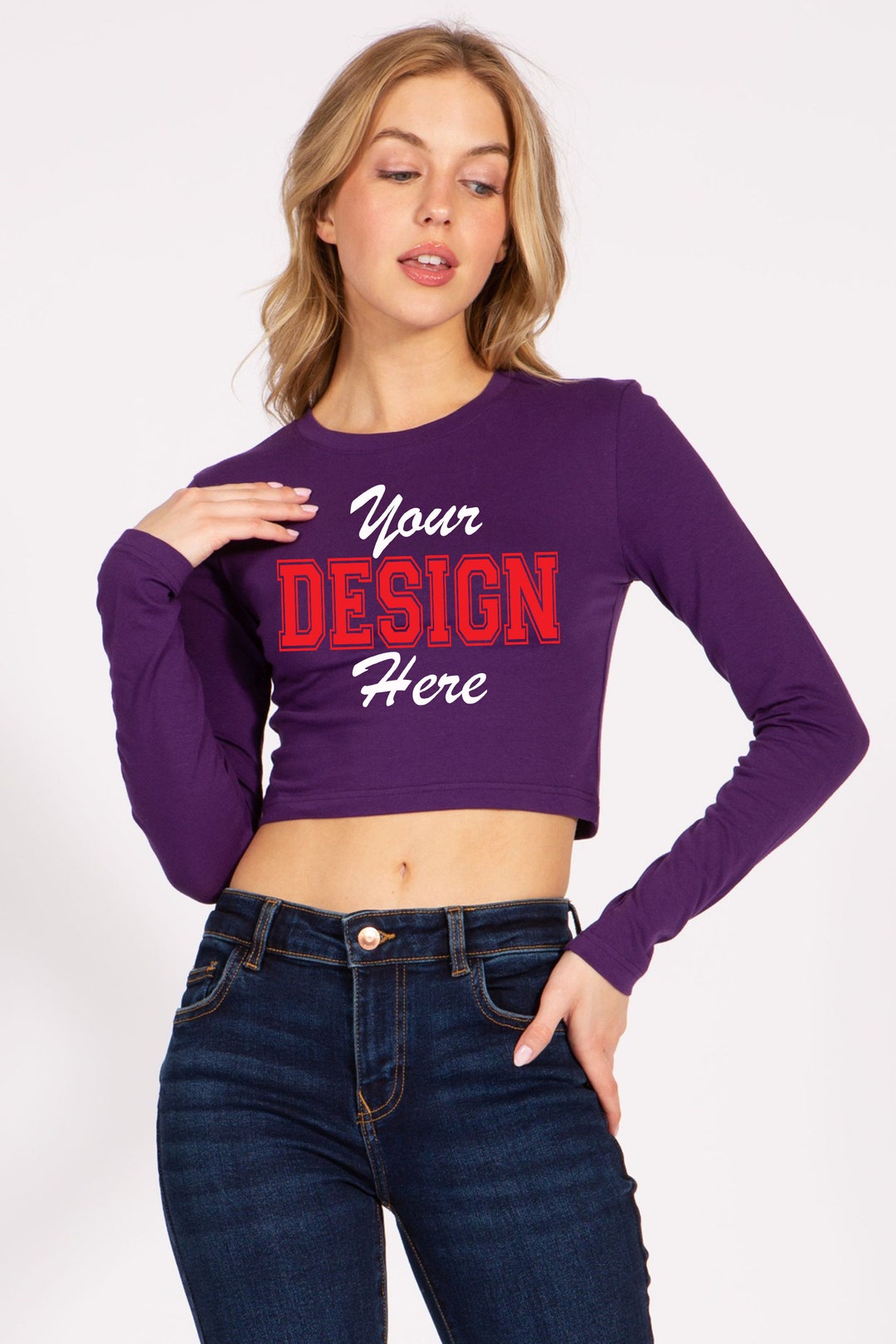 Personalized Long Sleeve Crop Top, Custom Text Shirt - Etsy