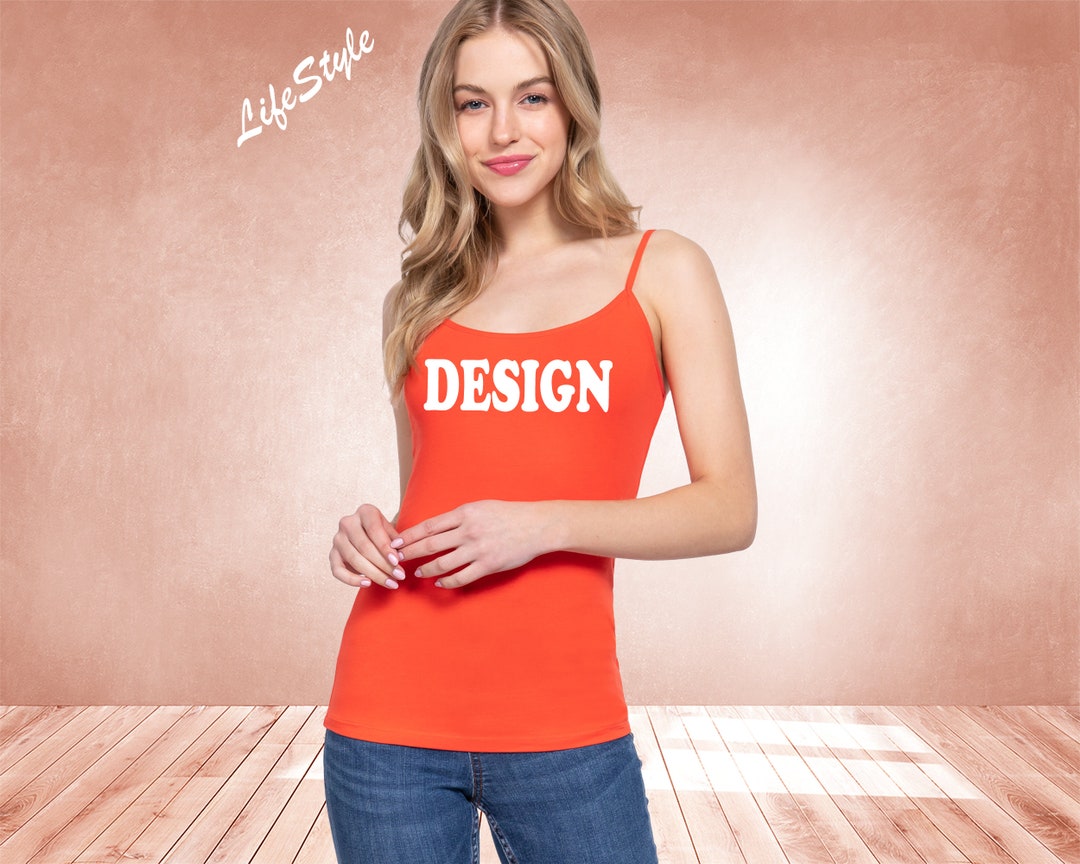 Customized Spaghetti Strap Cami Top, Cotton Adjustable Strap Camisole ...