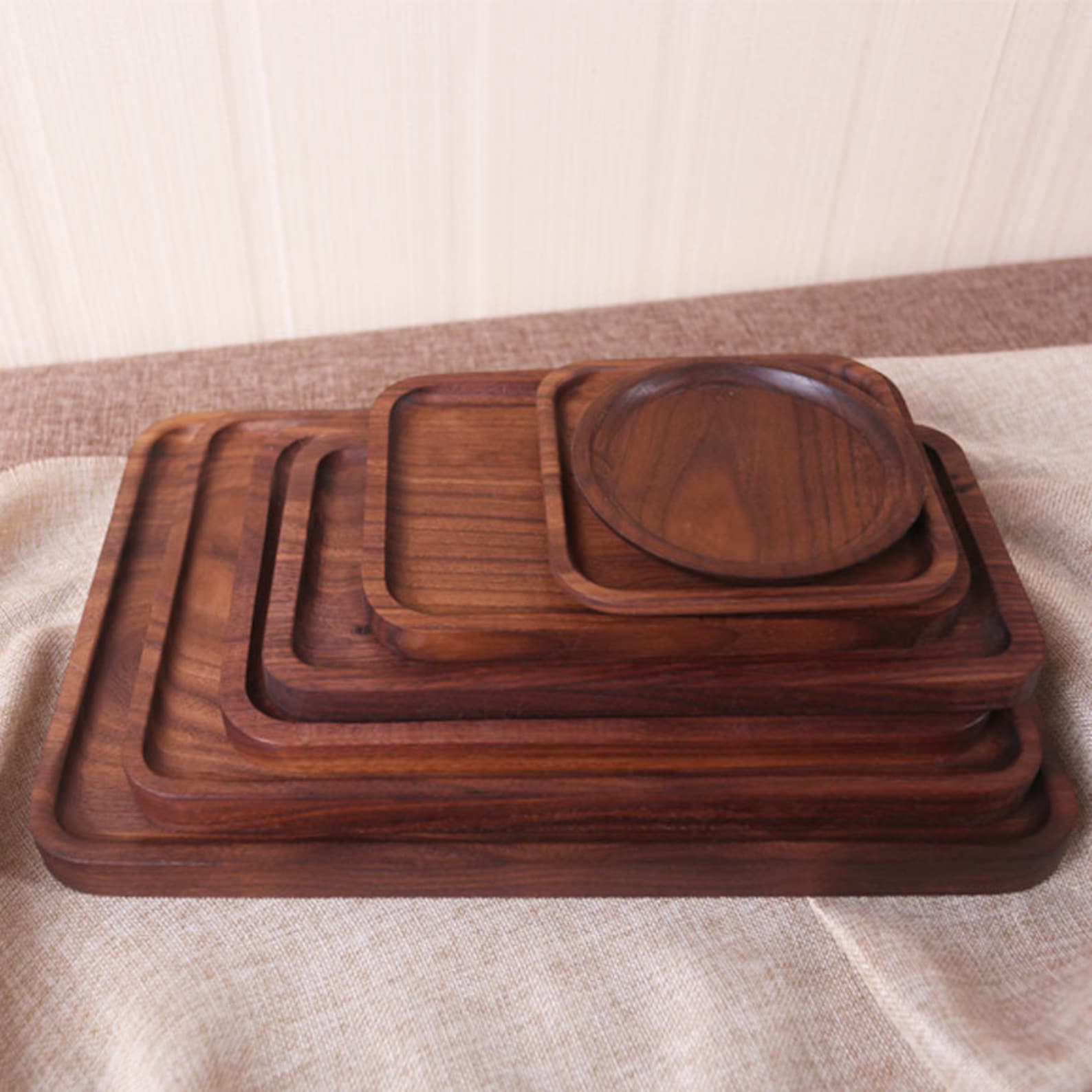 Customized Wood Fruit Food Tray With Round and Rectangular Shape in 2 ...