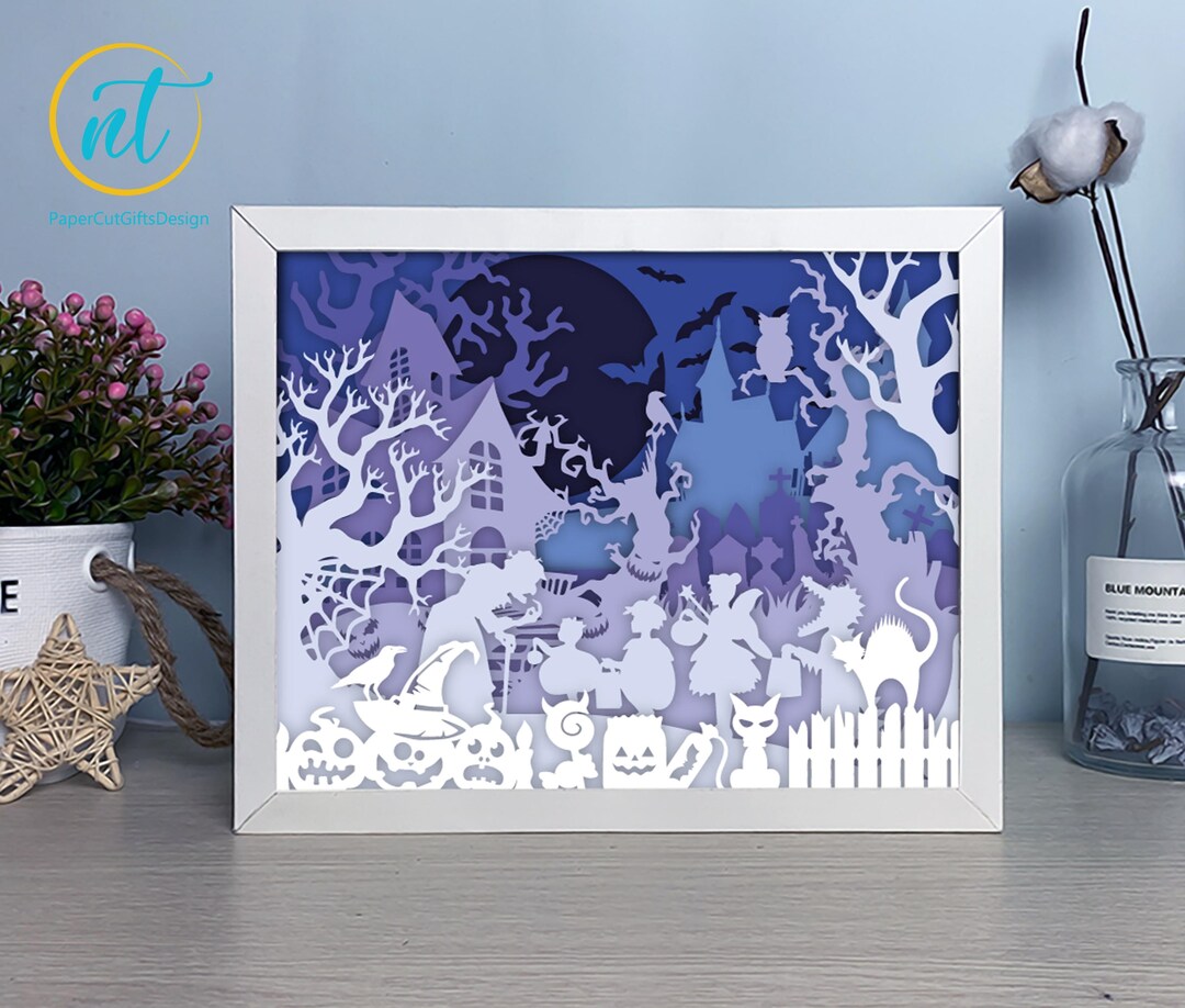 Trick or Treat Lightbox Template: Halloween Shadow Box SVG, PDF, PNG ...