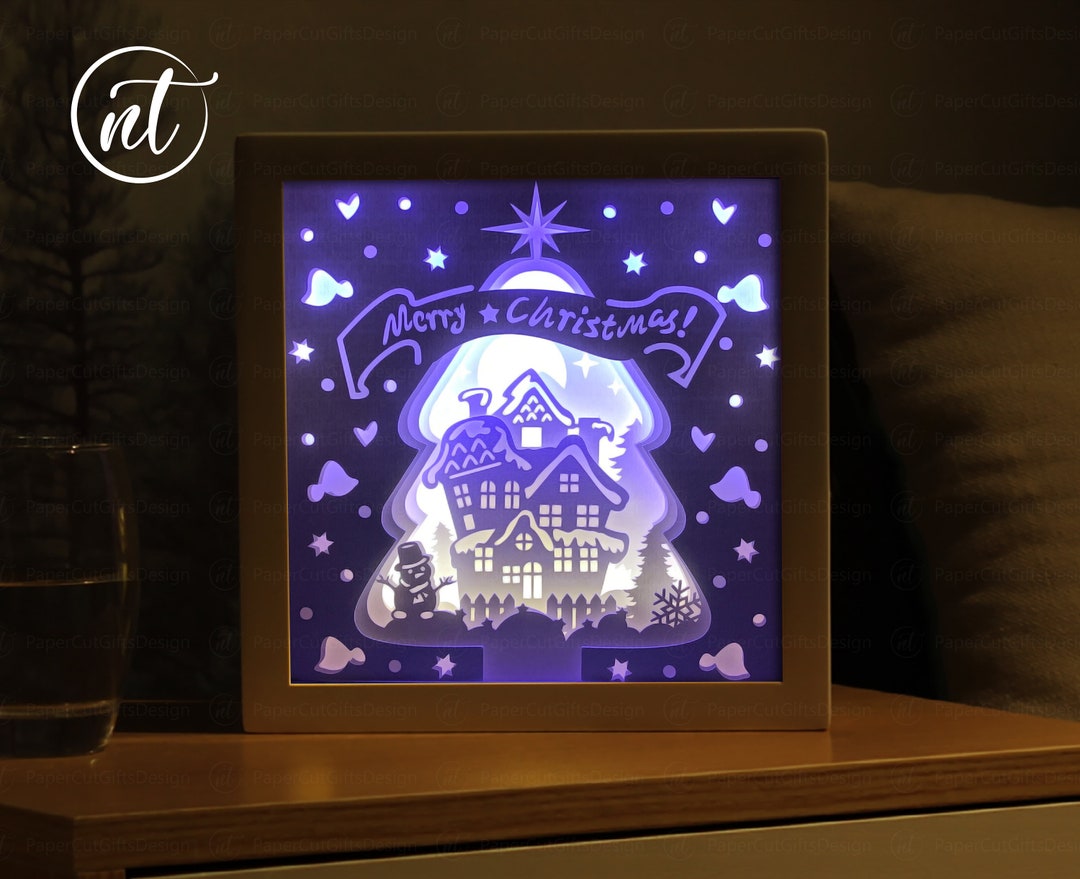 Christmas Tree Paper Cutting Shadow Box SVG - Merry Christmas Shadow ...