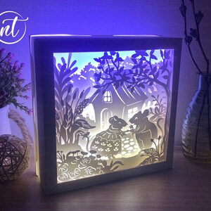 Mouse Couple Light Shadow Box, Paper Cut Shadow Box, Shadowbox Card ...