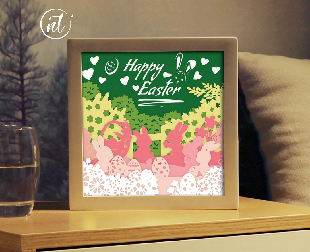 Easter Bunny Shadow Box SVG: 3D Paper Cut Lightbox (digital Download ...