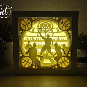 Basketball Shadow Box,sports Lightbox SVG, Paper Cut Shadow Box ...