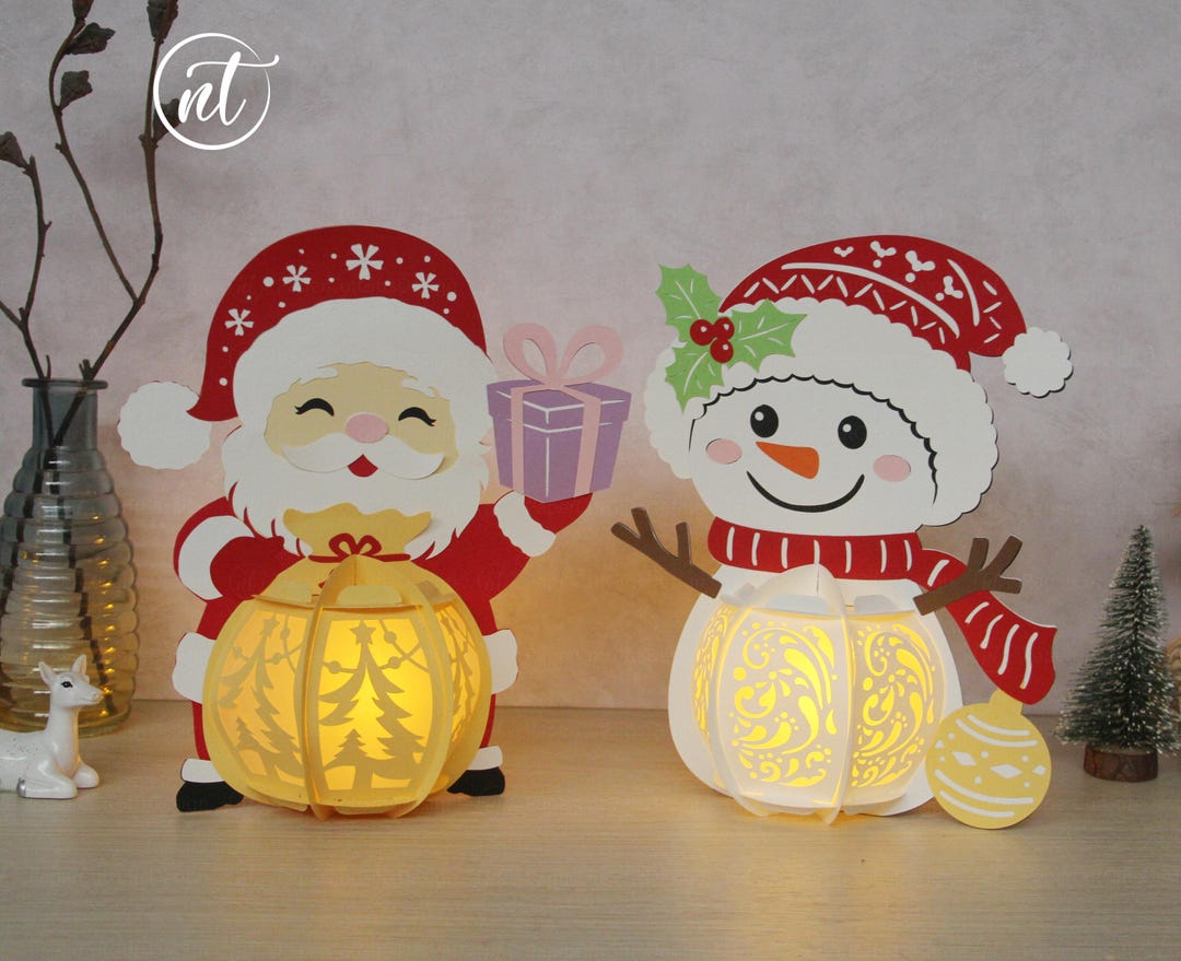 Santa Claus and Snowman Paper Lanterns - Christmas Paper Lanterns, Xmas ...