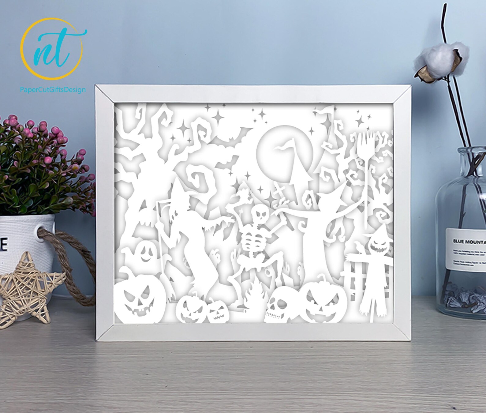Halloween Dance Lightbox Template, Shadow Box, Paper Cut Shadow Box ...