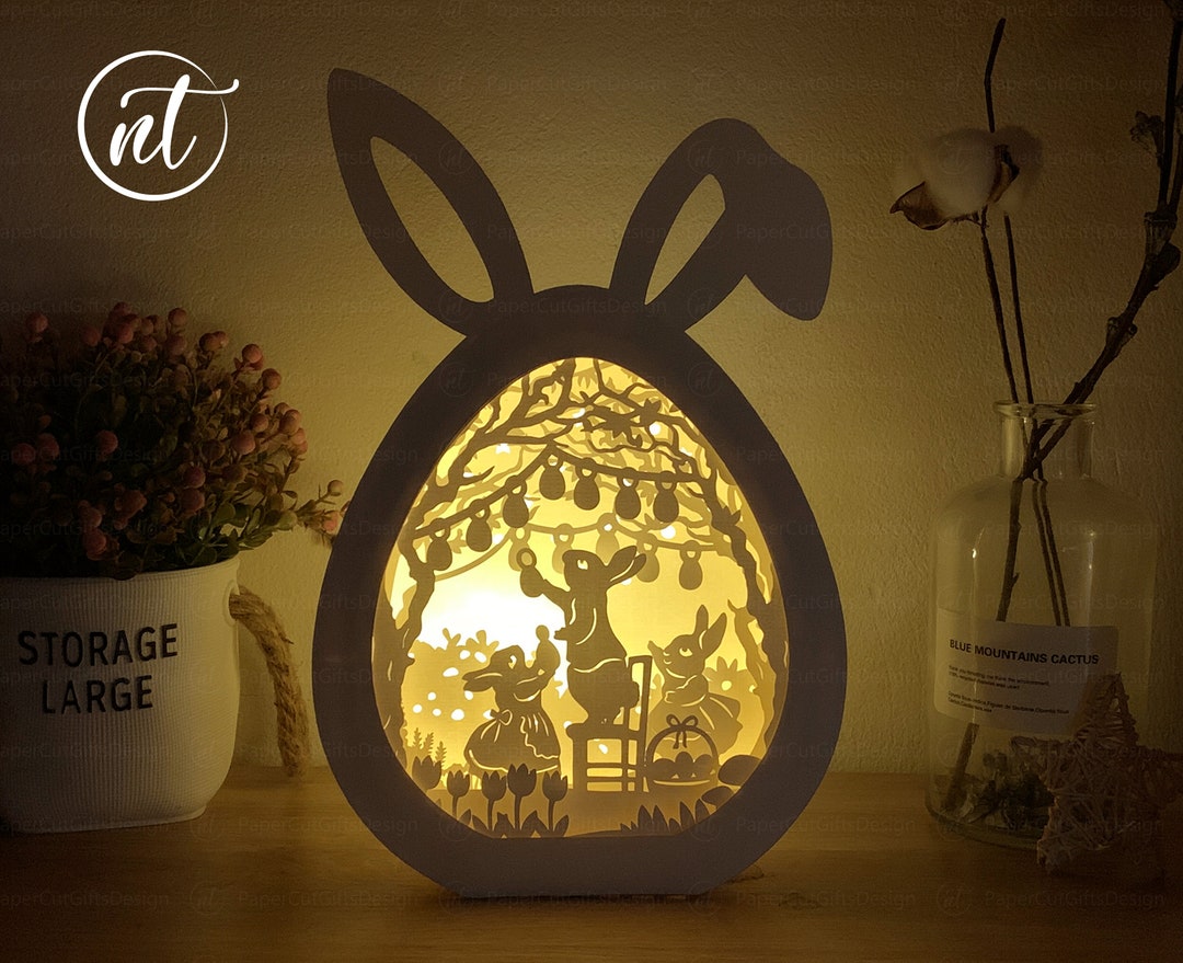 Bunny Easter 3D Shadow Box: Paper Cut Template (SVG, PDF, PNG) - Etsy