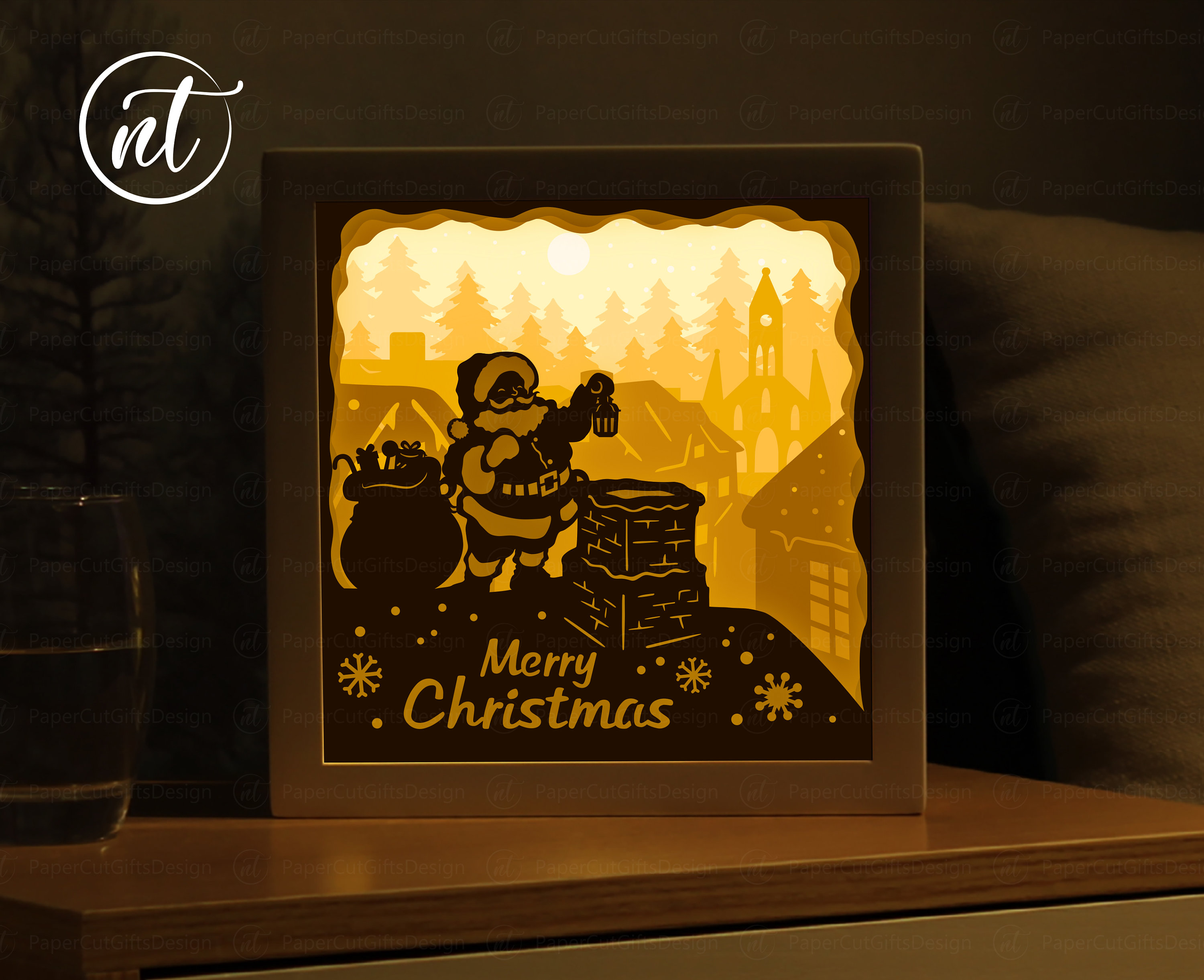 Santa Claus 3D Shadow Box Christmas Shadow Box SVG Merry - Etsy