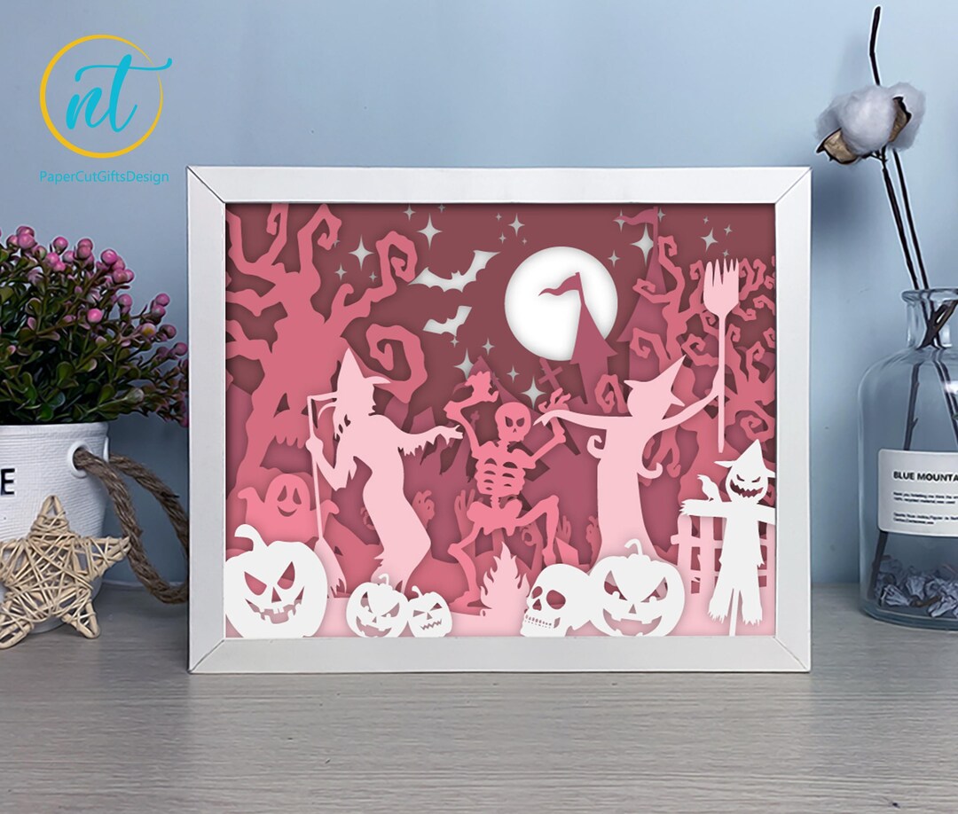 Halloween Dance Lightbox Template, Shadow Box, Paper Cut Shadow Box ...