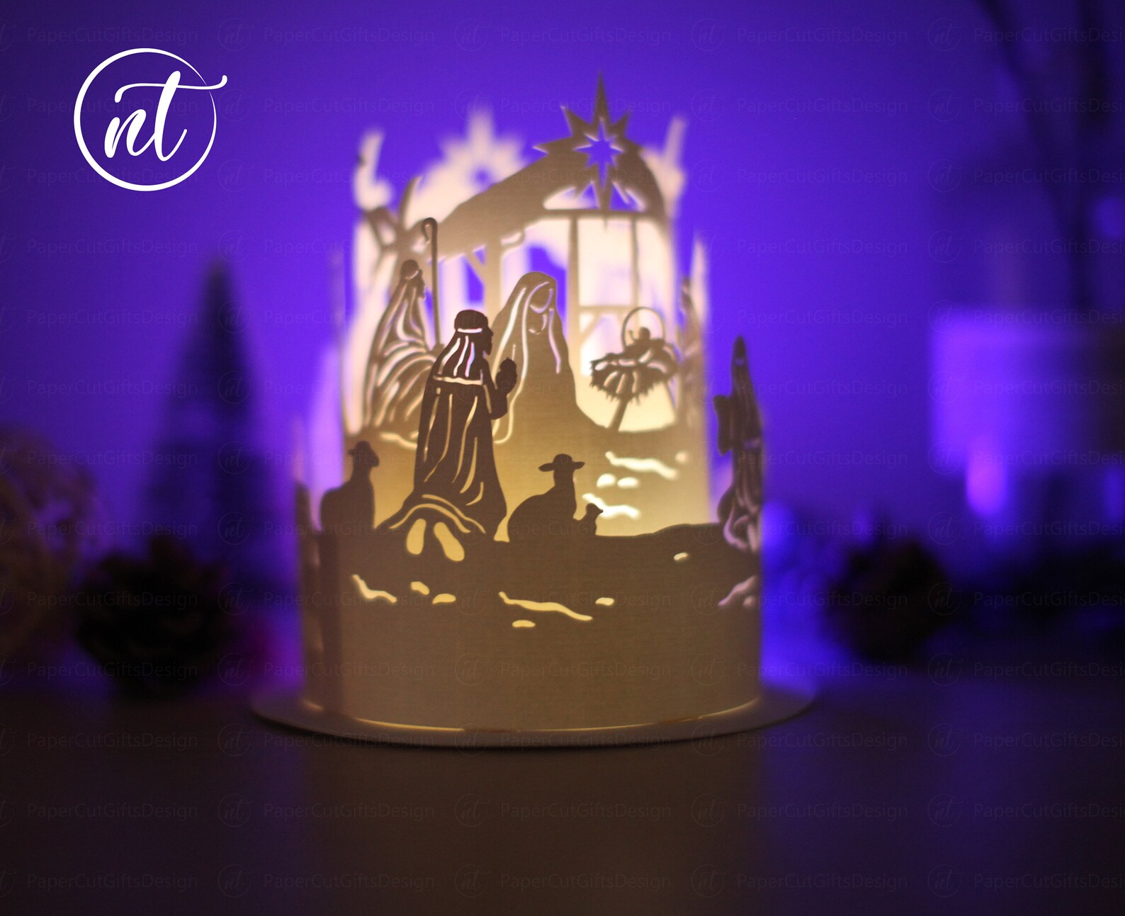 Paper Lantern Nativity of Jesus - Paper Cut Lamp for Christmas ...