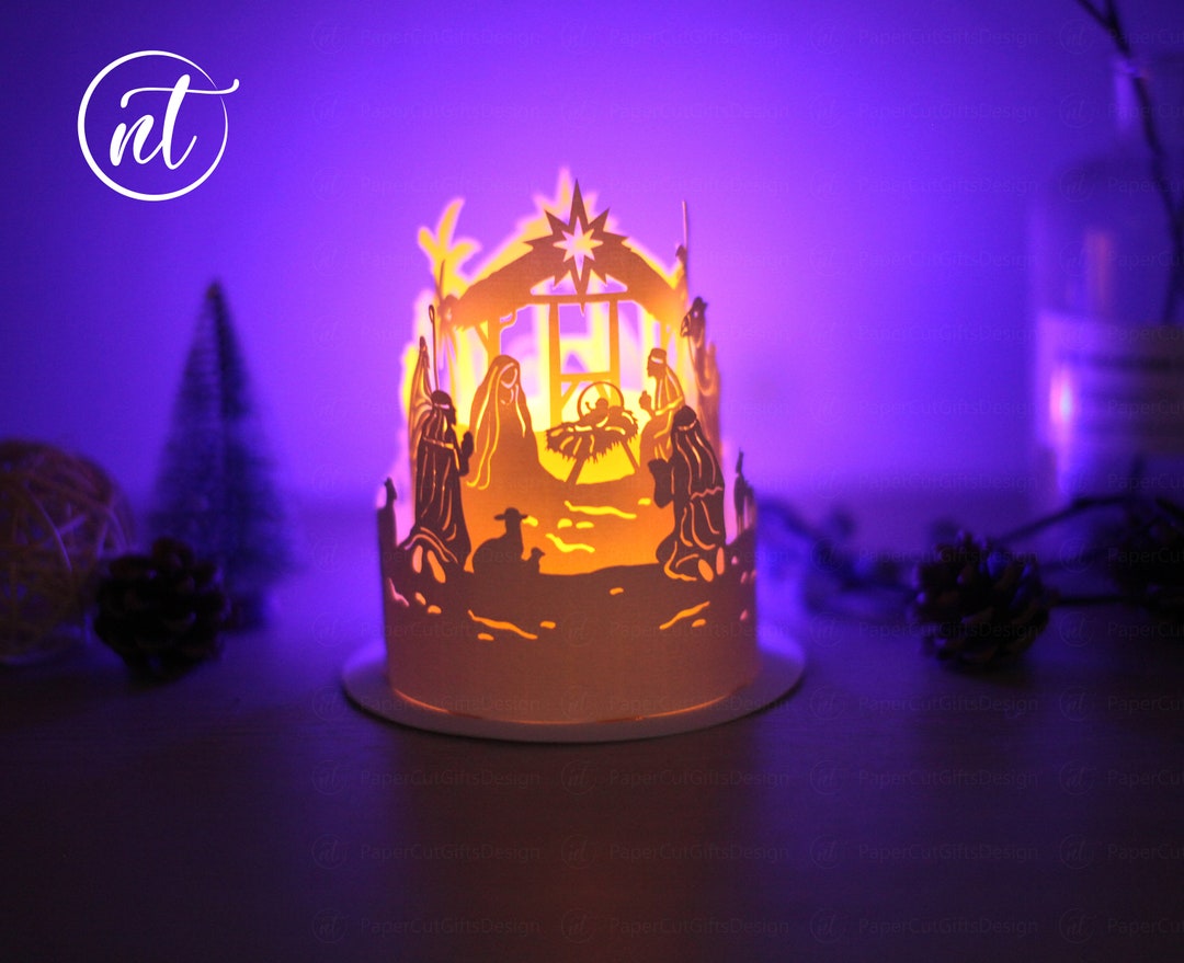 Paper Lantern Nativity of Jesus - Paper Cut Lamp for Christmas ...