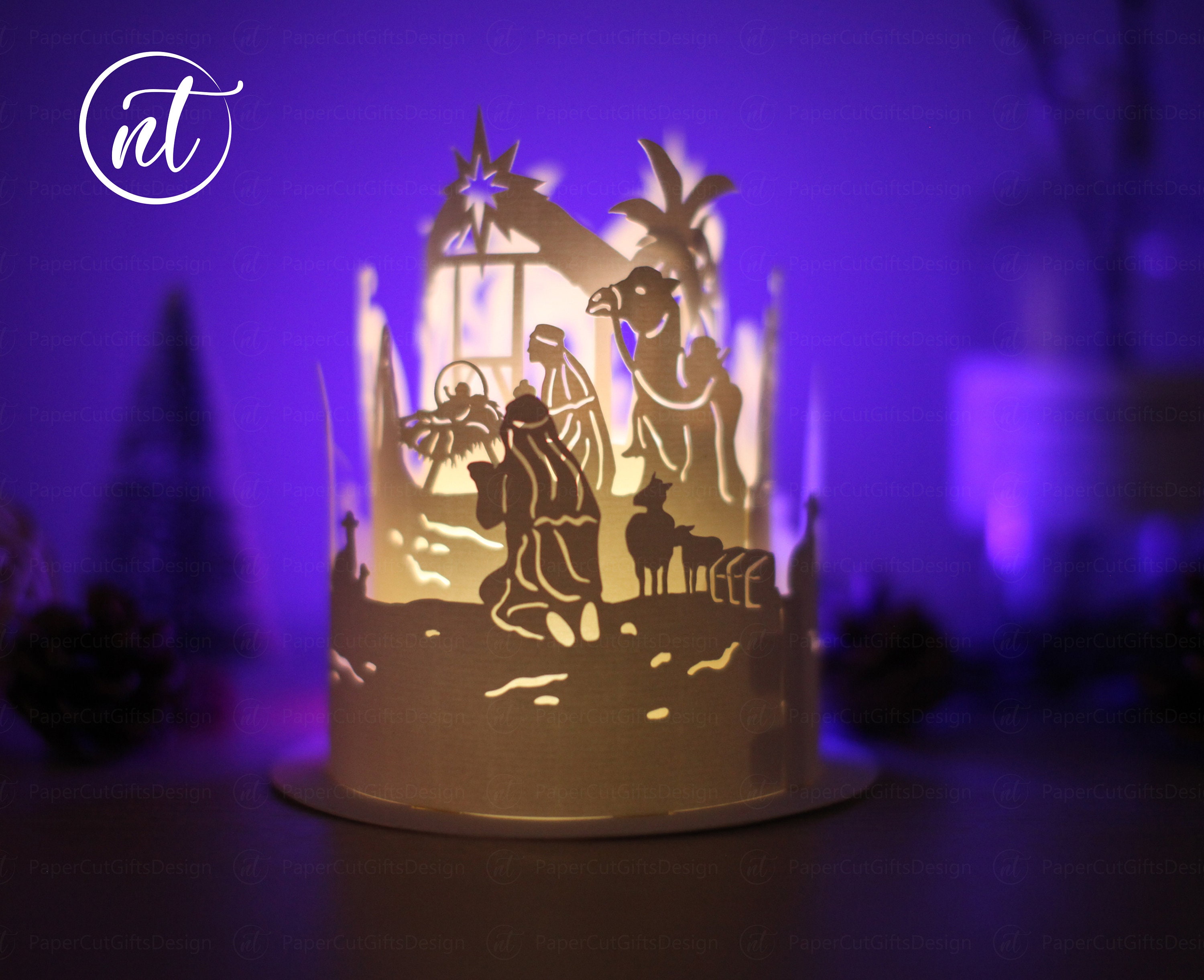 Paper Lantern Nativity of Jesus - Paper Cut Lamp for Christmas ...