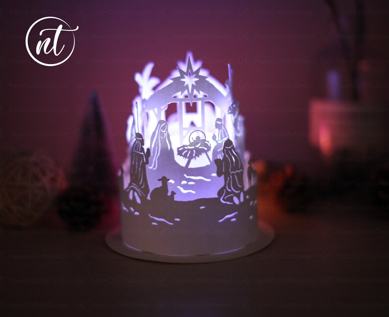 Paper Lantern Nativity of Jesus - Paper Cut Lamp for Christmas ...