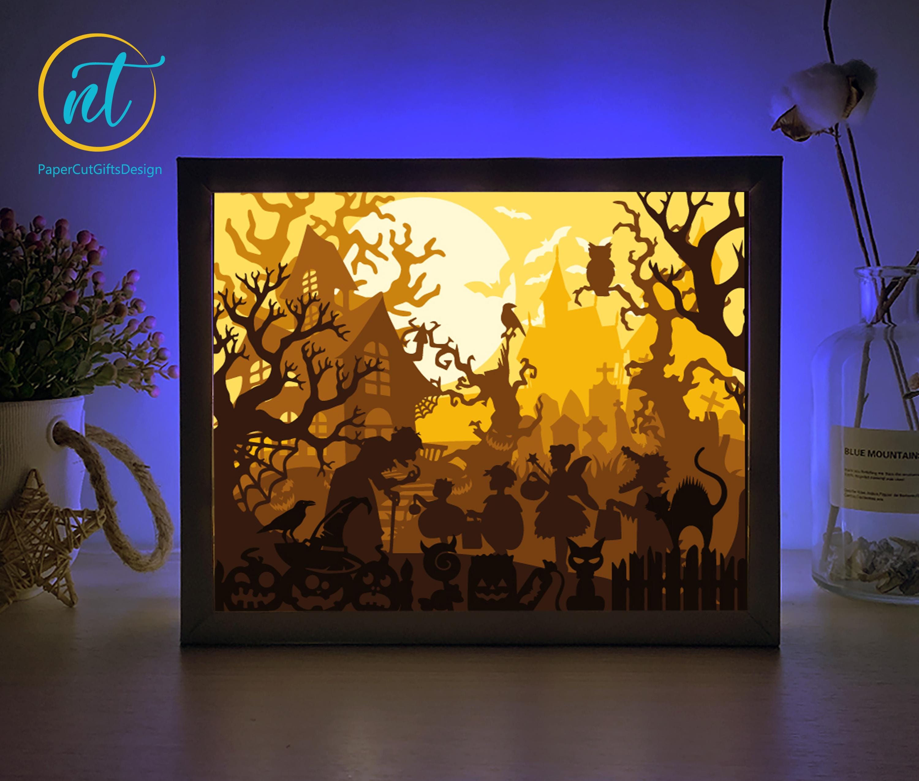 Trick or Treat Lightbox Template: Halloween Shadow Box SVG, PDF, PNG ...
