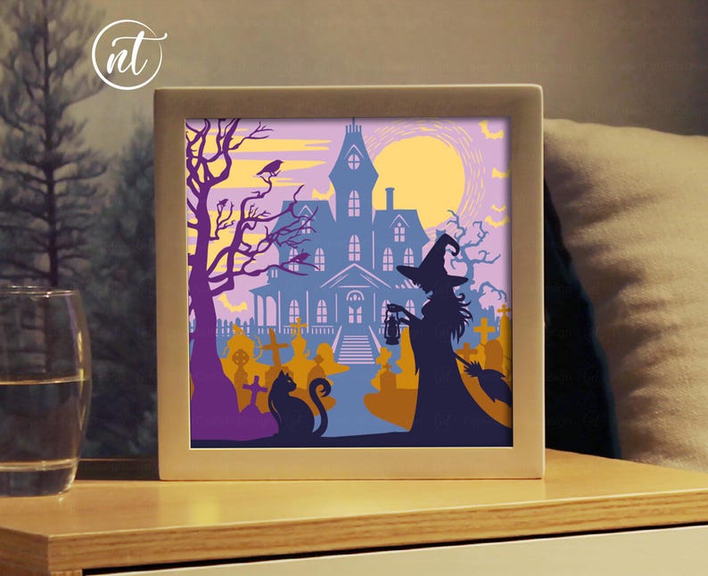 Witch Lightbox Template: 3D Paper Cut Shadow Box (digital File) - Etsy