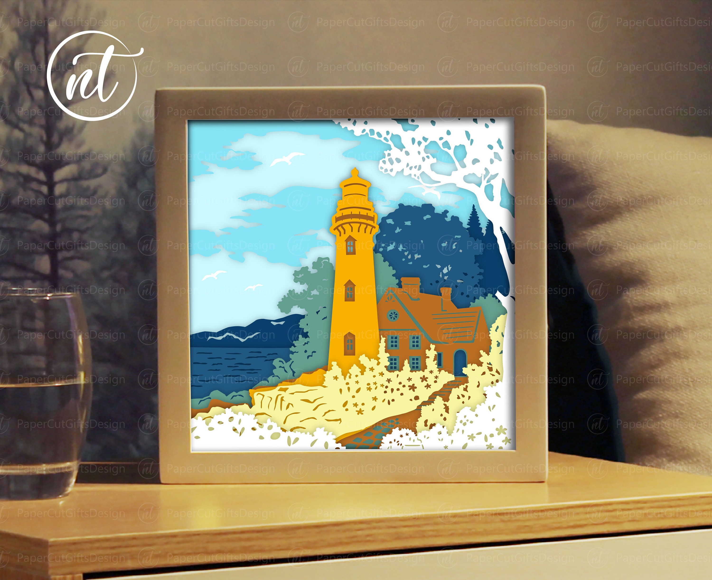 Lighthouse Lightbox Template Paper Cut Shadow Box Template - Etsy