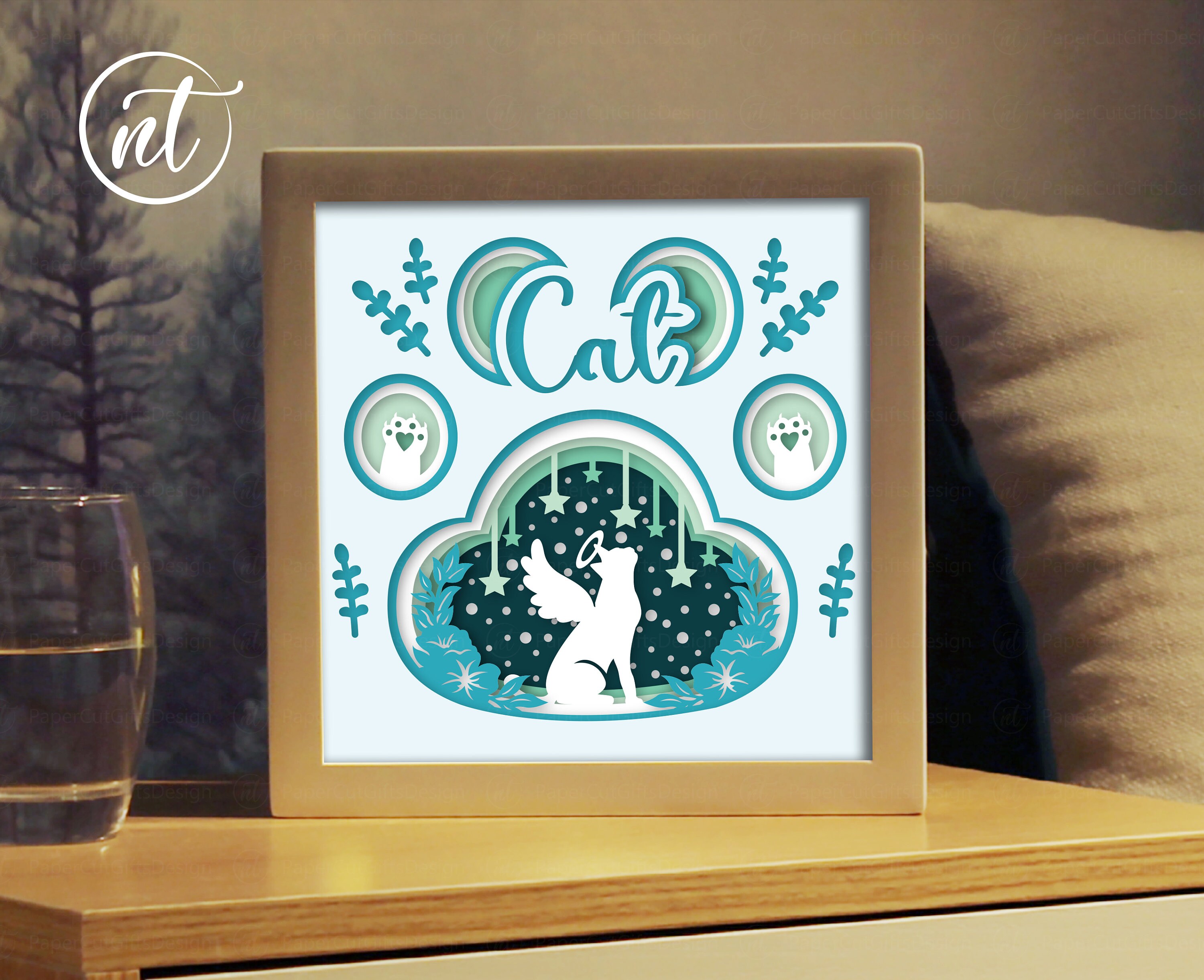3D Cat Memorial Shadow Box Template: Rainbow Bridge SVG, Cricut ...