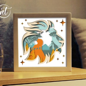 Löwe Lightbox Vorlage, Scherenschnitt Schattenbox Vorlage, Schattenbox ...