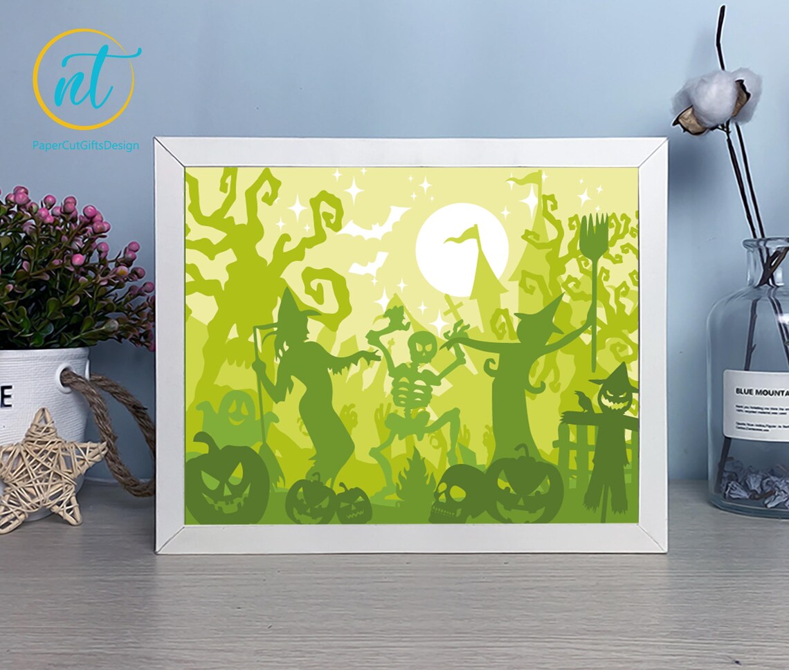 Halloween Dance Lightbox Template, Shadow Box, Paper Cut Shadow Box ...